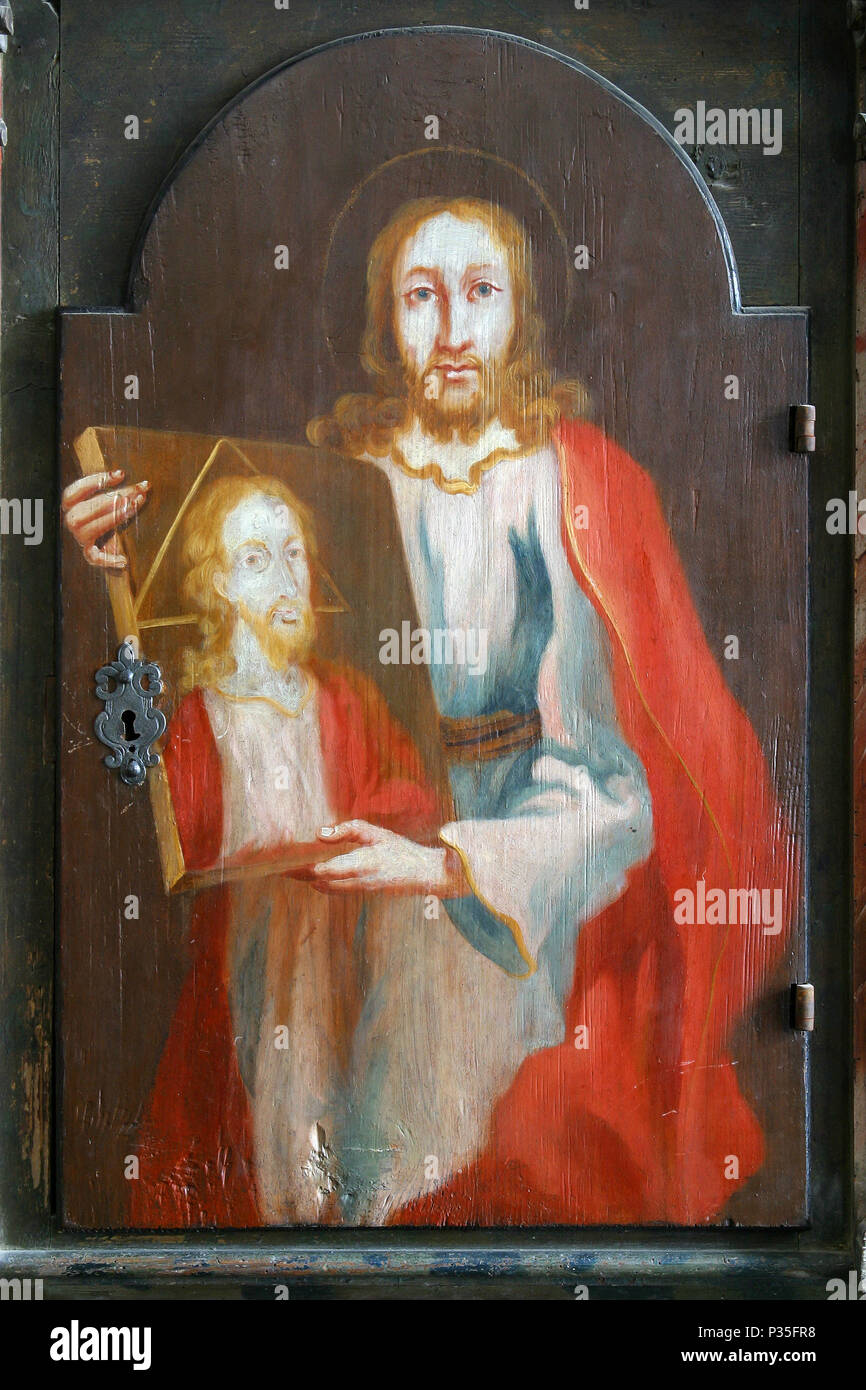 Saint Juda Thaddaeus the apostle, picture on a wardrobe in the sacristy ...