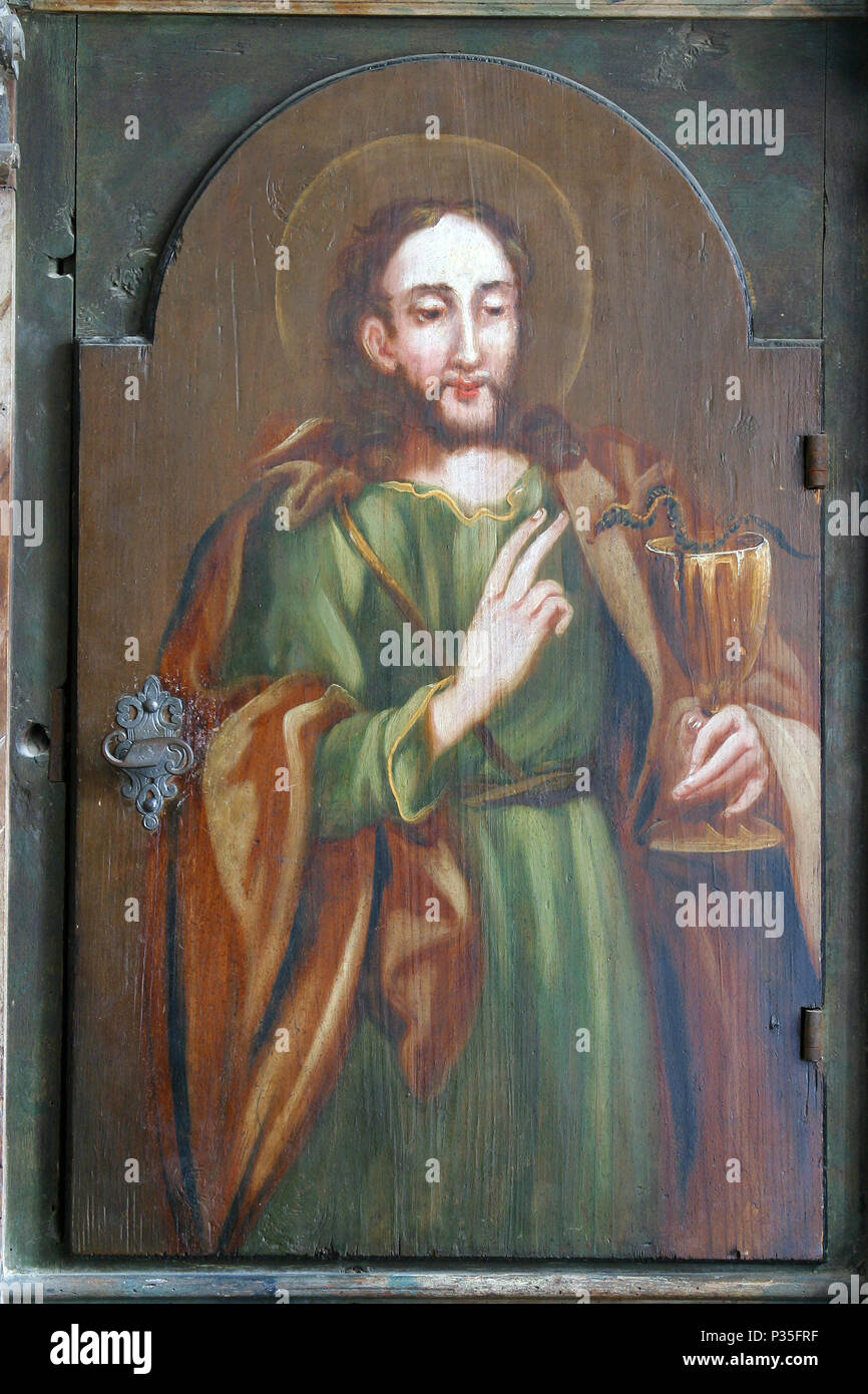 Saint John the Apostle picture on a wardrobe in the sacristy of the ...