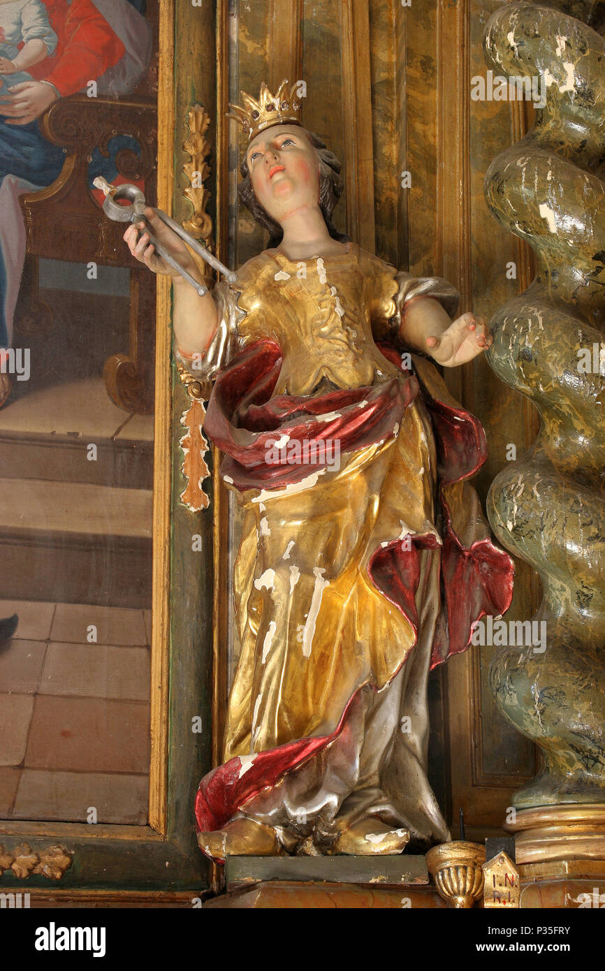 Saint Apollonia, statue on altar in the chapel of the castle in ...