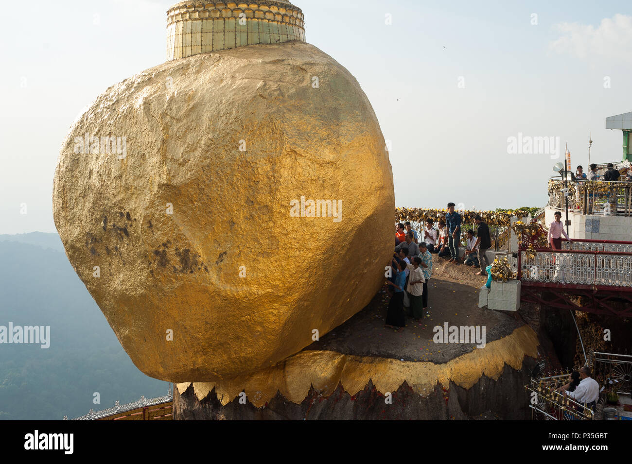 Kyaikto, Myanmar, pilgrim on the Golden Rock Stock Photo - Alamy