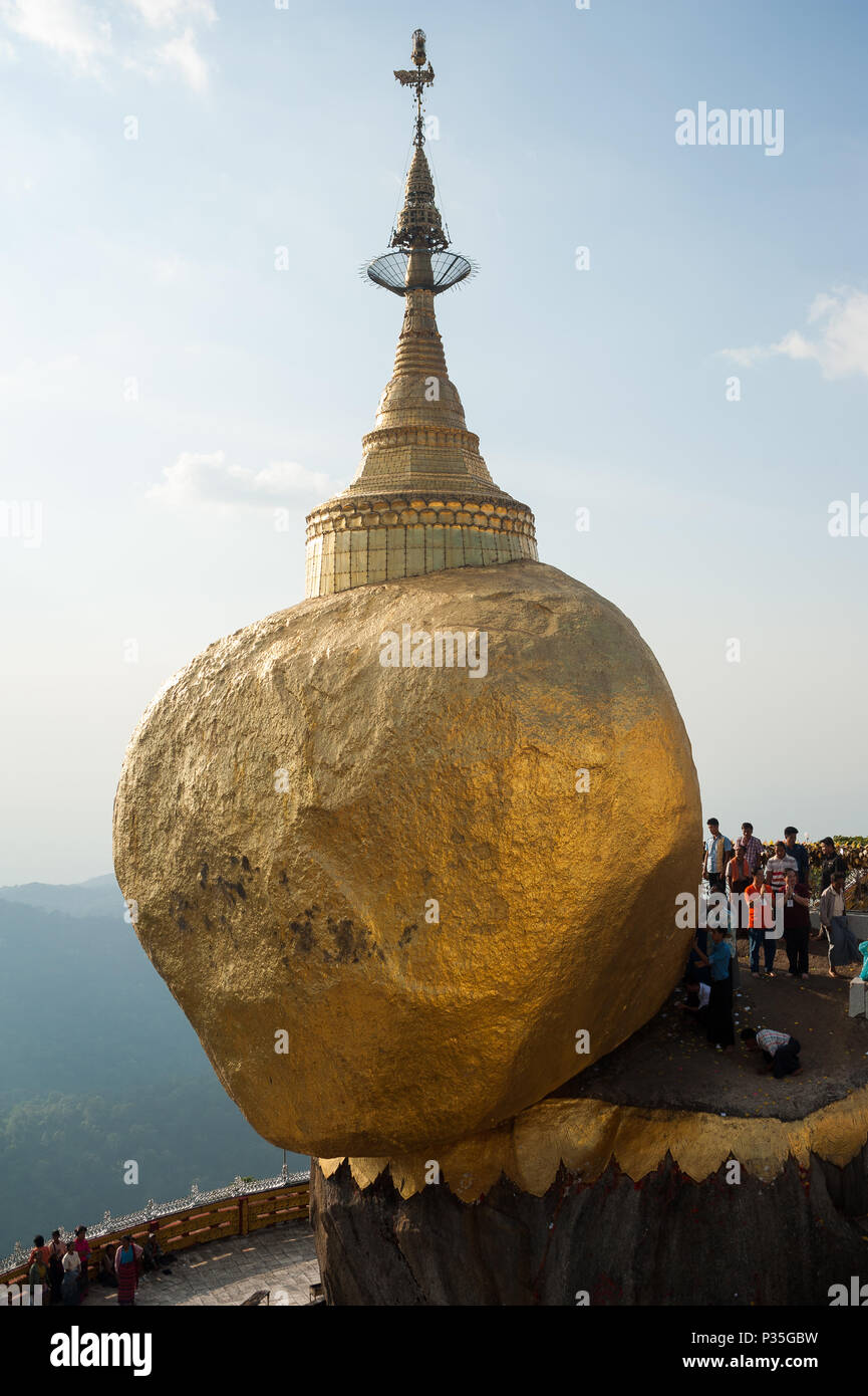 Kyaikto, Myanmar, the Golden Rock with the Kyaiktiyo Pagoda Stock Photo ...