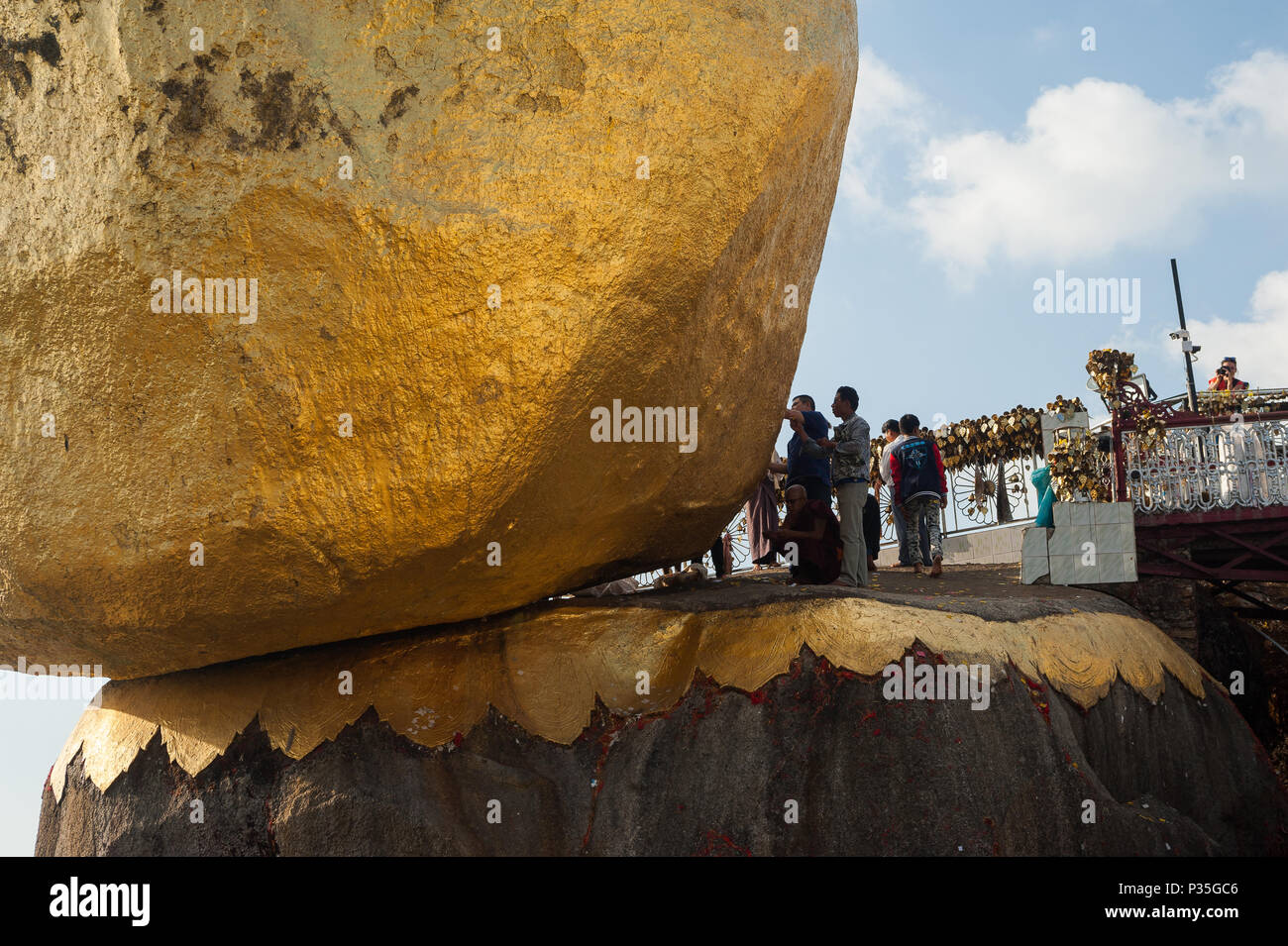 Kyaikto, Myanmar, pilgrim on the Golden Rock Stock Photo - Alamy