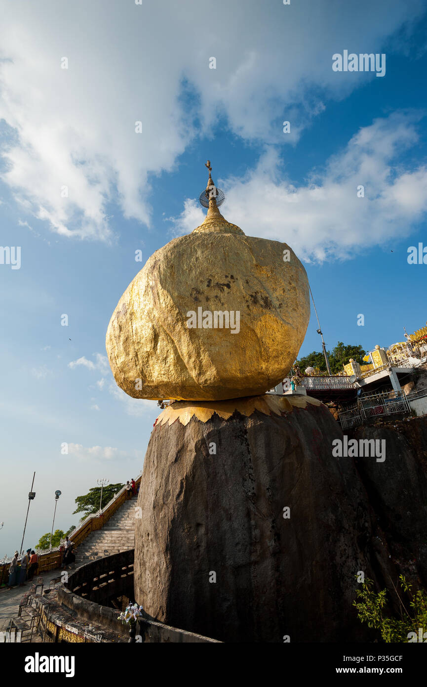Kyaikto, Myanmar, the Golden Rock with the Kyaiktiyo Pagoda Stock Photo ...