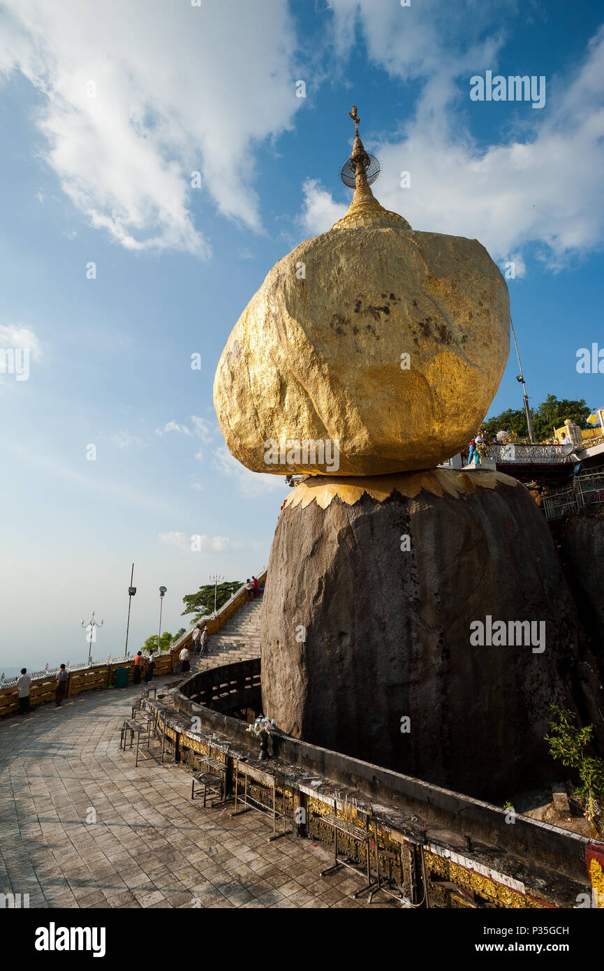 Kyaikto, Myanmar, the Golden Rock with the Kyaiktiyo Pagoda Stock Photo ...