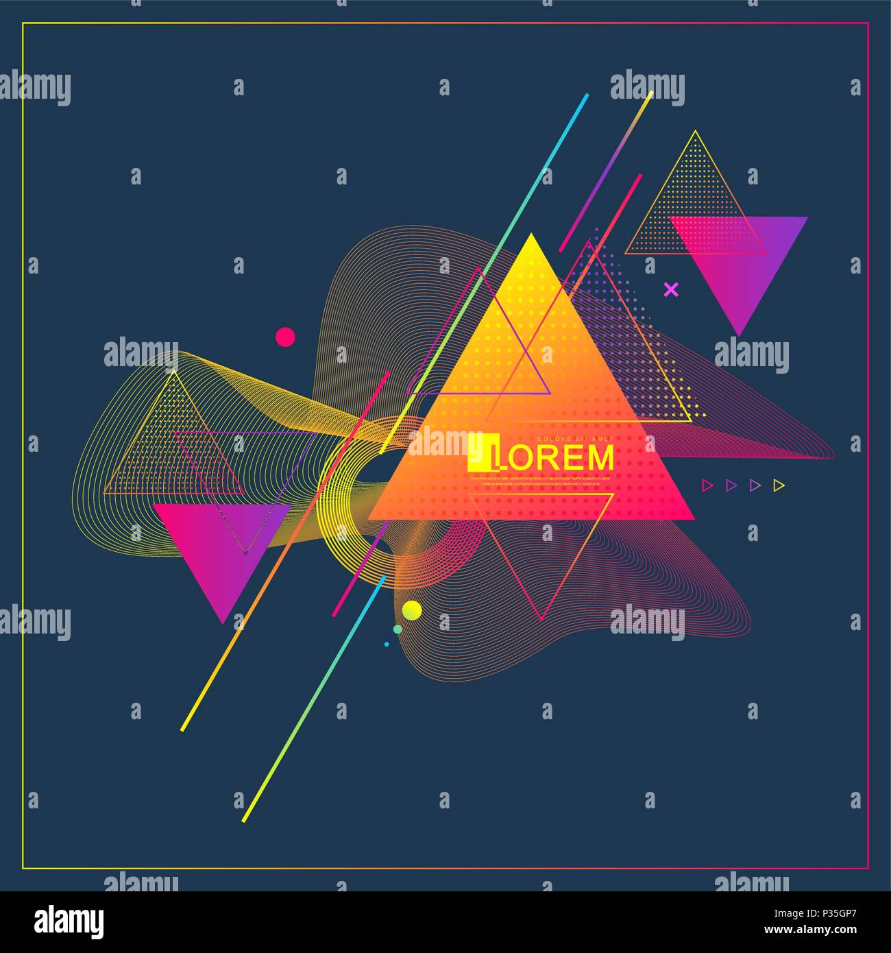 Modern Abstract Triangle Geometric Pattern Design And Background With Dynamic Linear Waves