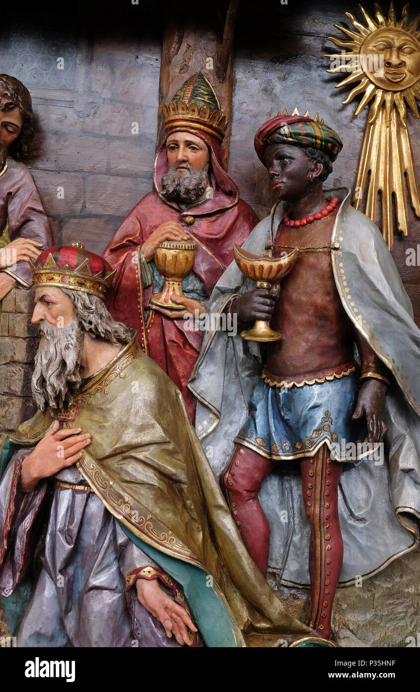 Adoration of the Magi, Nativity Scene, altarpiece in the church of ...