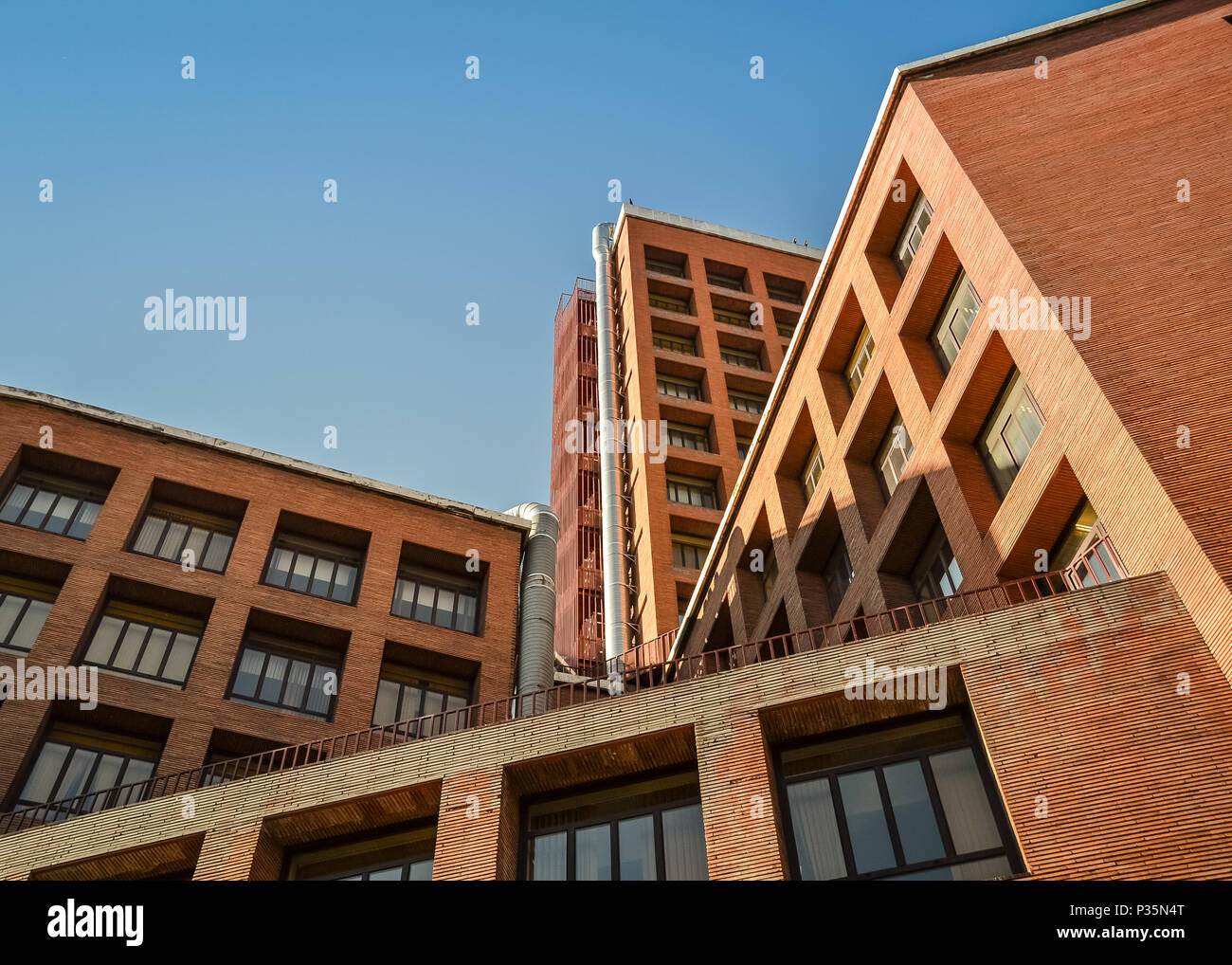 orange brick buildings in the city, Europe Stock Photo - Alamy