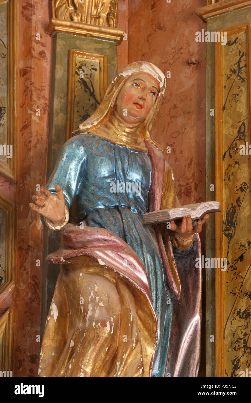 Saint Ann, statue on altar in the chapel of the castle in Klenovnik ...