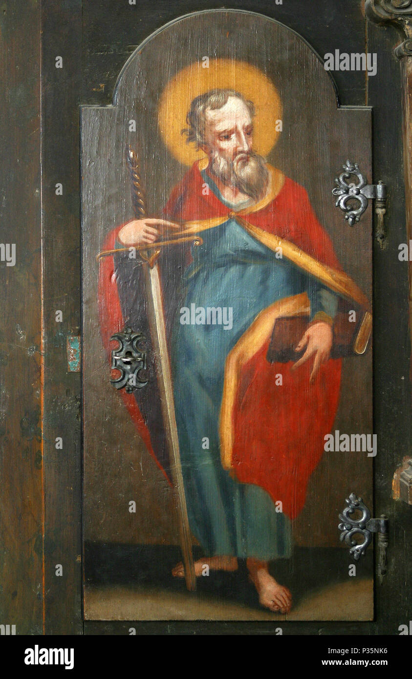 Saint Paul the Apostle, picture on a wardrobe in the sacristy of the ...
