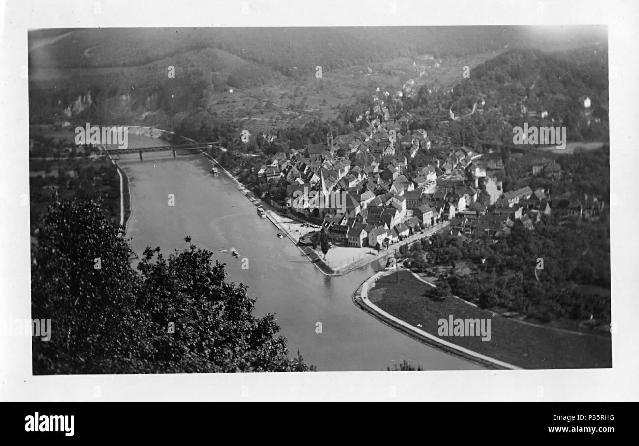 Historic photo, neckar river and Heidelberg Germany Stock Photo - Alamy