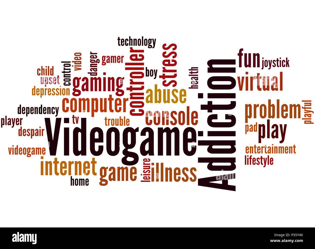 Videogame addiction, word cloud concept on white background Stock Photo ...
