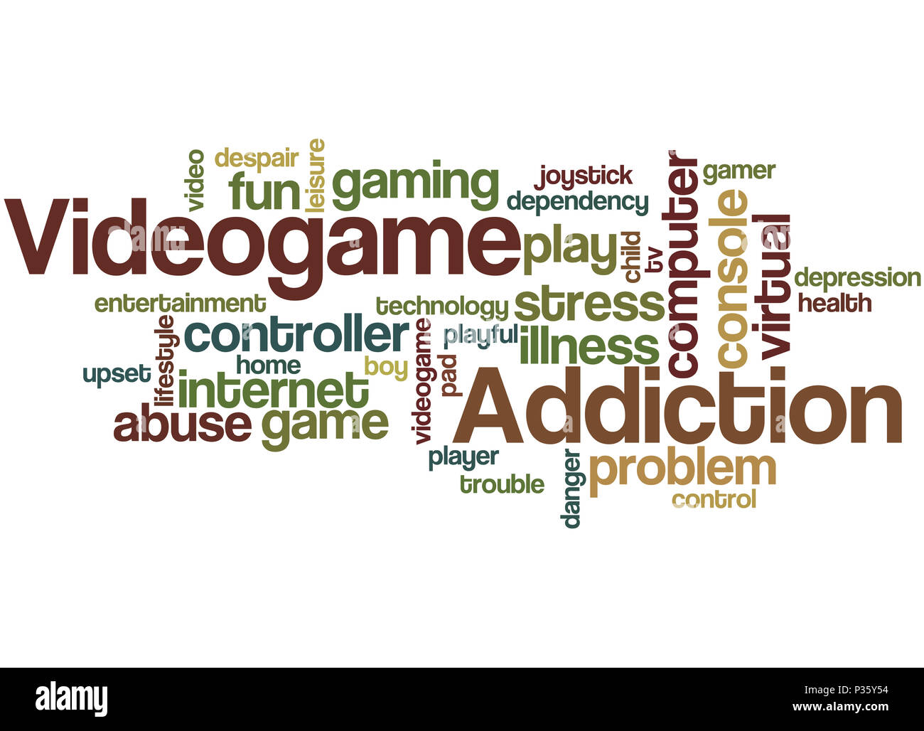 Videogame addiction, word cloud concept on white background Stock Photo ...