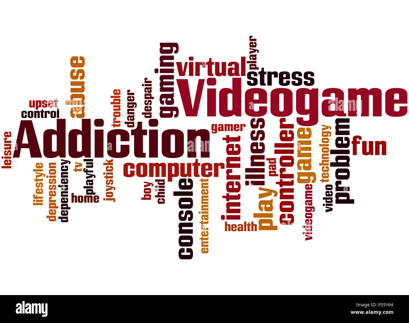 Videogame addiction, word cloud concept on white background Stock Photo ...