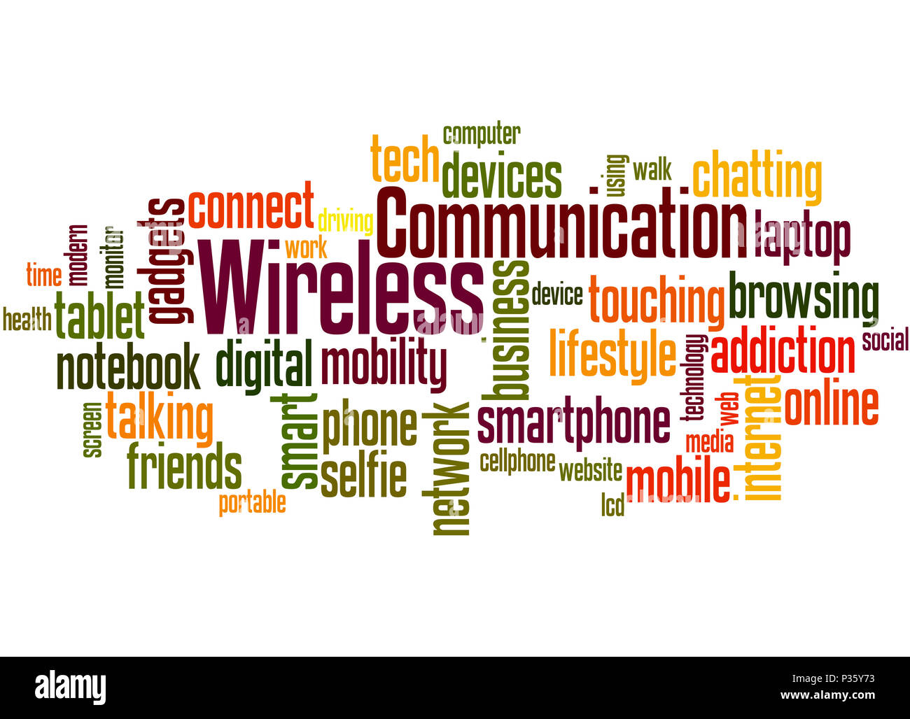 Wireless Communication, word cloud concept on white background Stock ...