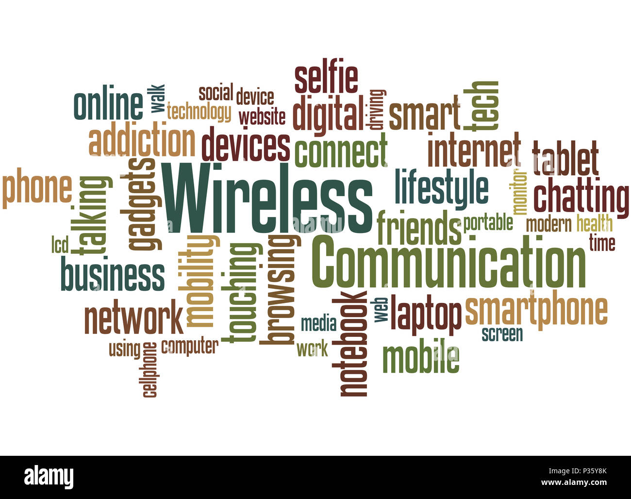 Wireless Communication, word cloud concept on white background Stock ...