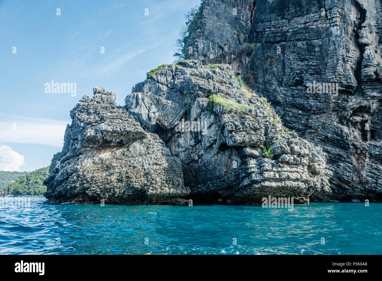 Limestone cliffs in the ocean around Phi-Phi islands, Krabi province ...