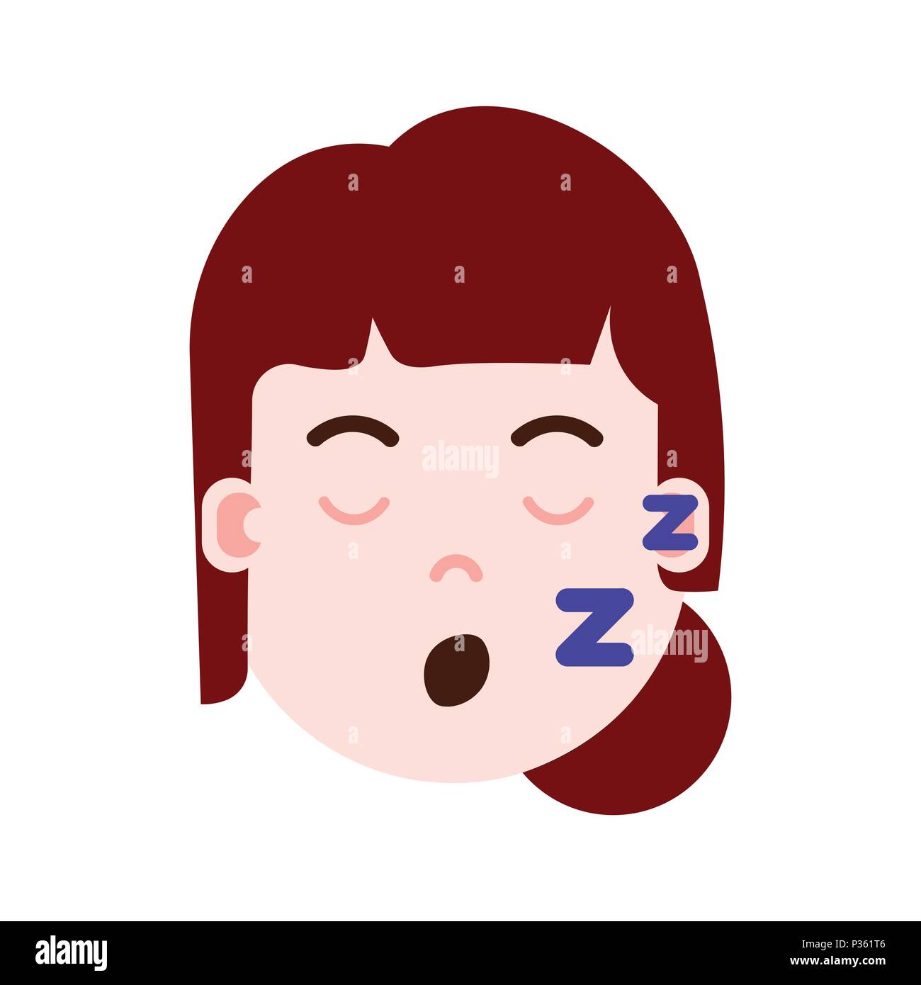 girl head with facial emotions, avatar character, woman sleep face with ...