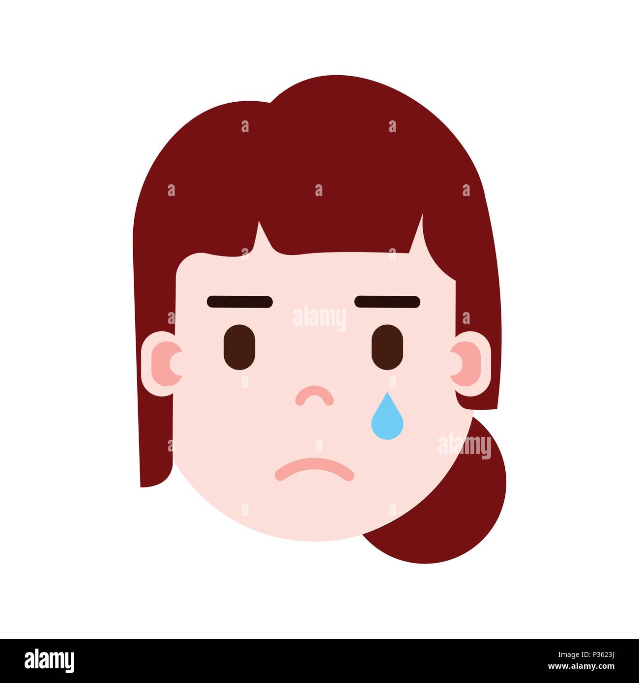 girl head emoji personage icon with facial emotions, avatar character ...