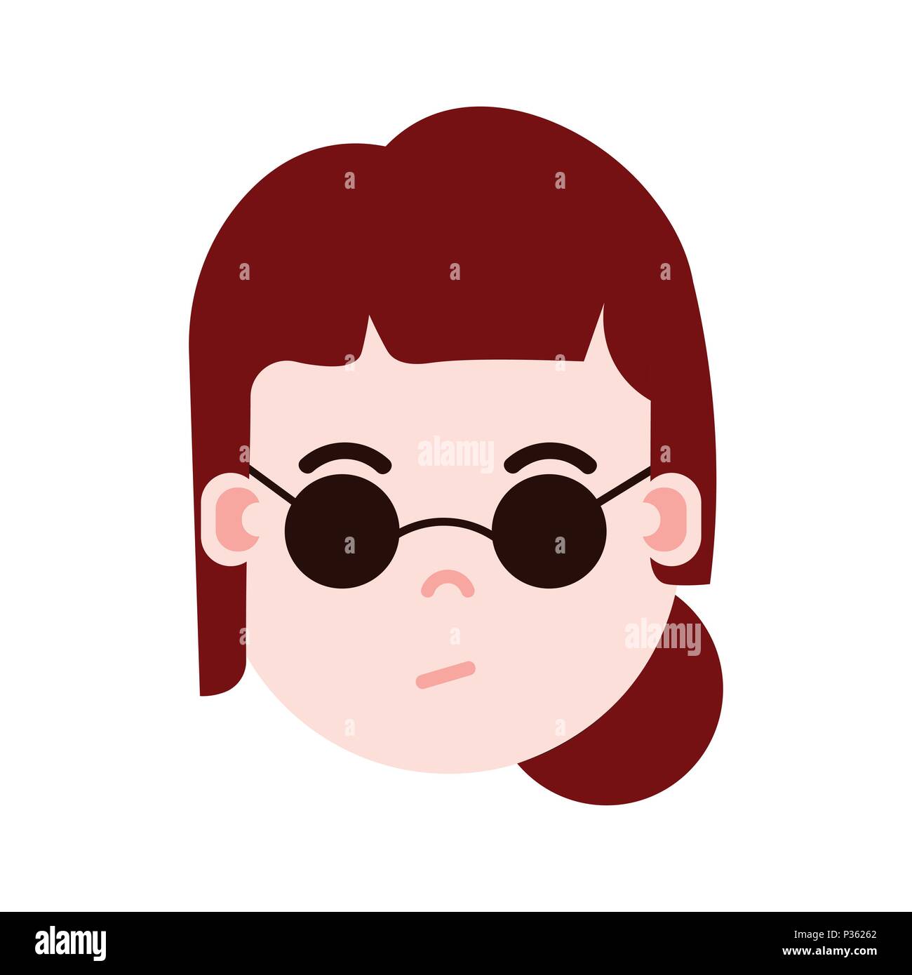 girl head emoji personage icon with facial emotions, avatar character ...