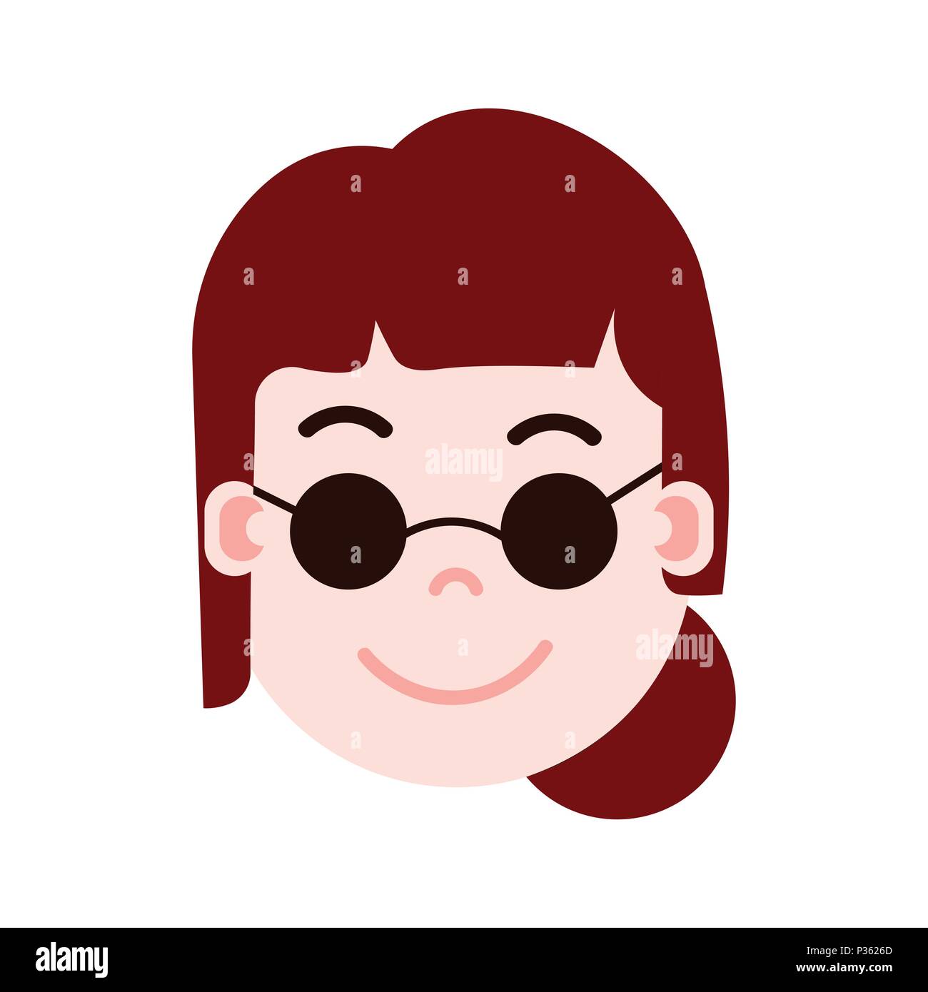 girl head emoji personage icon with facial emotions, avatar character ...