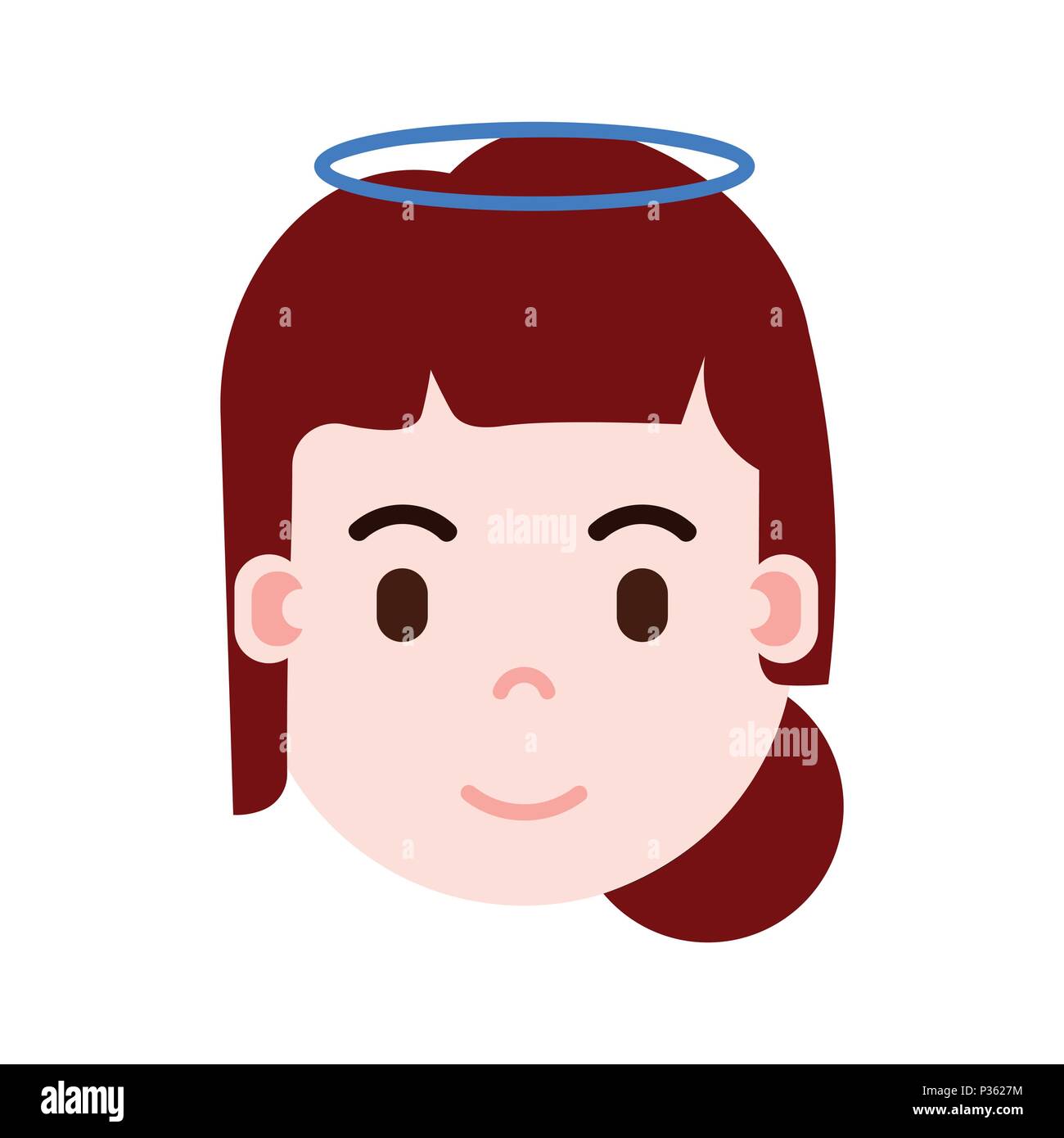 girl head emoji with facial emotions, avatar character, woman nimbus ...