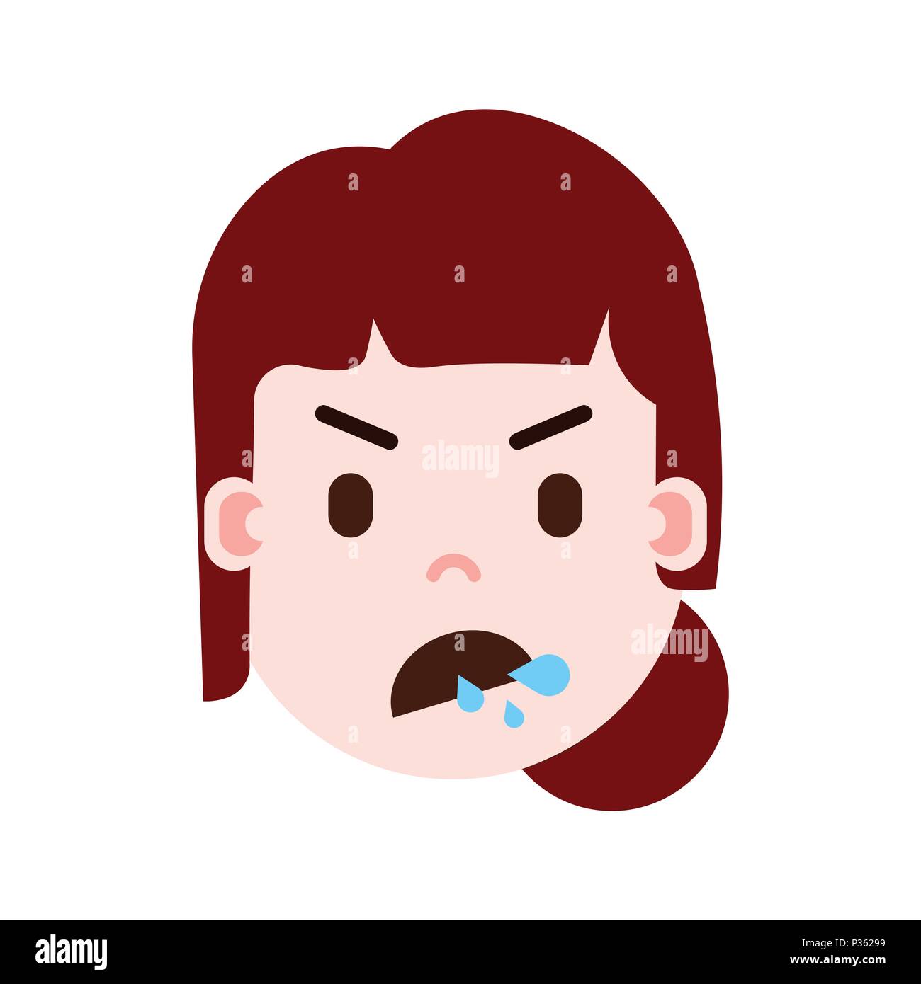 girl head emoji with facial emotions, avatar character, woman split ...