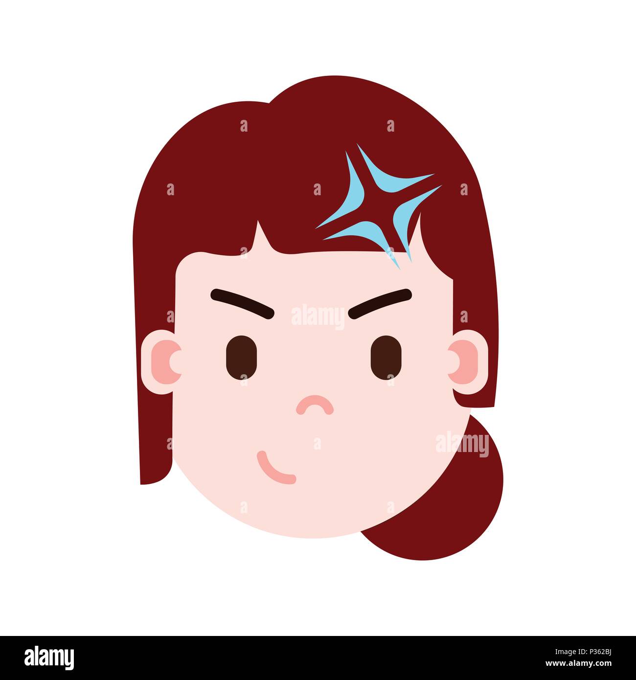 girl head emoji personage icon with facial emotions, avatar character ...