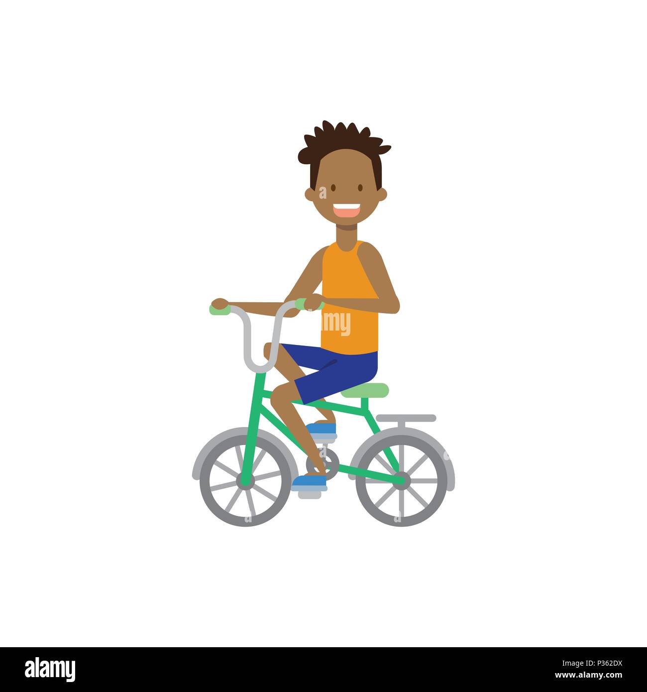 Boy riding bicycle cartoon character hi-res stock photography and ...