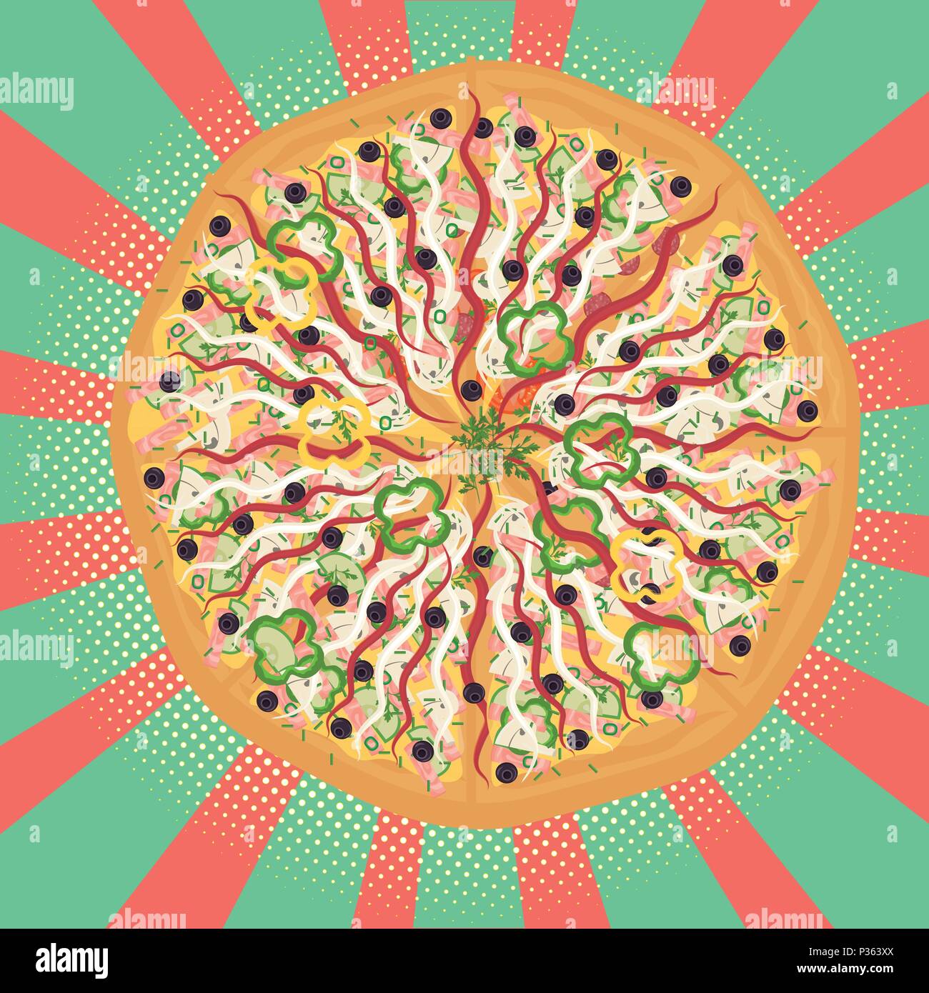 pizza tasty fast food seamless pattern background, pizzeria menu label Stock Vector Image & Art ...