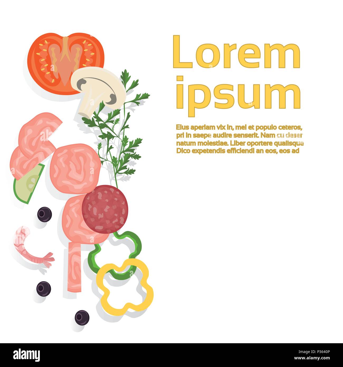 Isolated ingredients for pizza, design your pizza concept, menu for ...