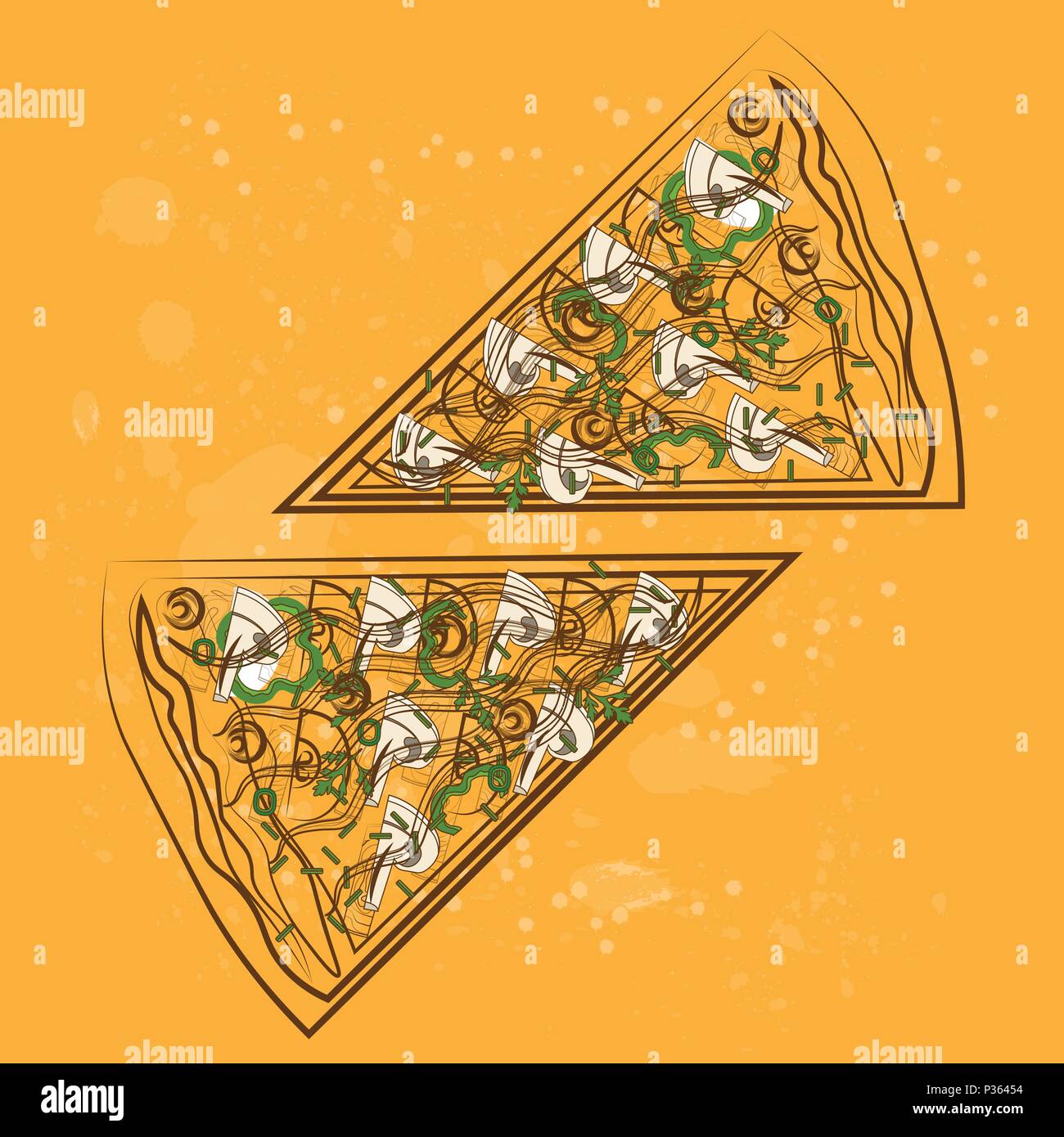 Pizza seamless pattern hand drawn sketch background with ingredients ...