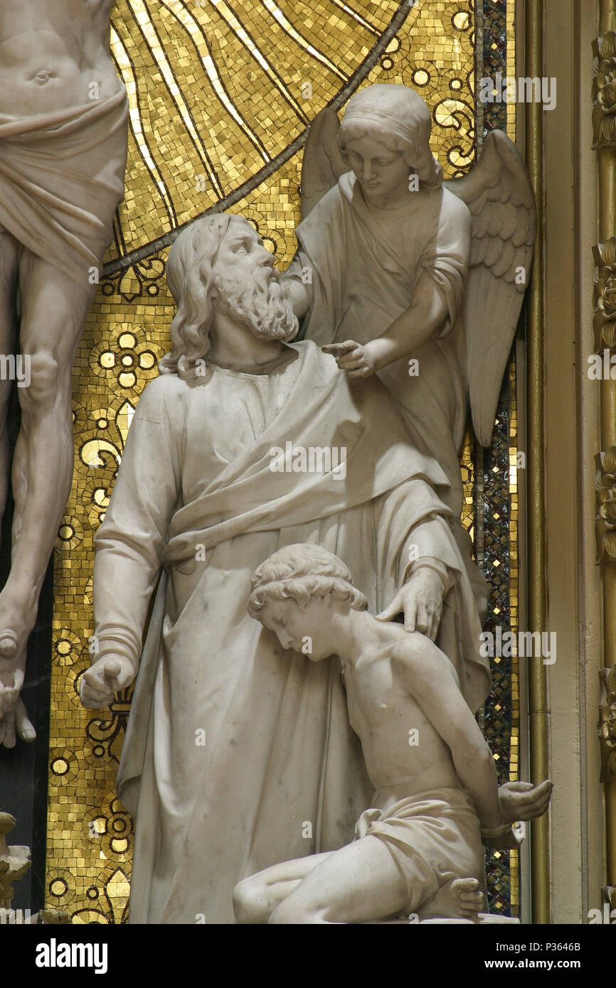 Abraham Sacrificing Isaac, altar of the Holy Cross in Zagreb cathedral ...