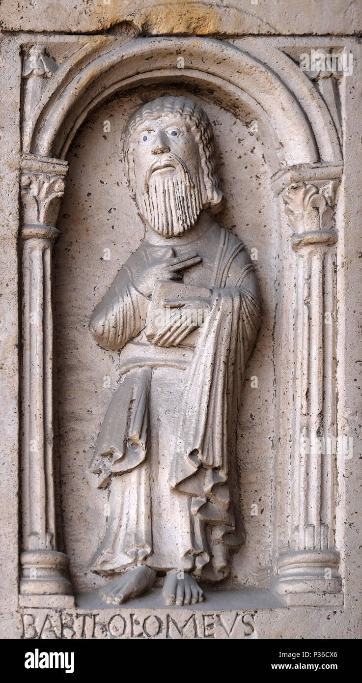 Saint Bartholomew the apostle, bass relief by followers of Wiligelmo ...