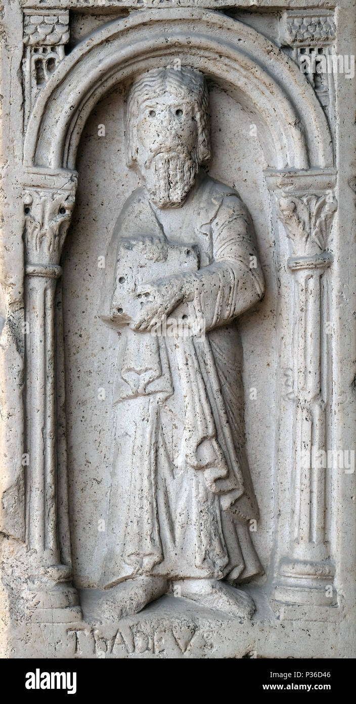 Saint Judas Thaddeus the apostle, bass relief by followers of Wiligelmo ...