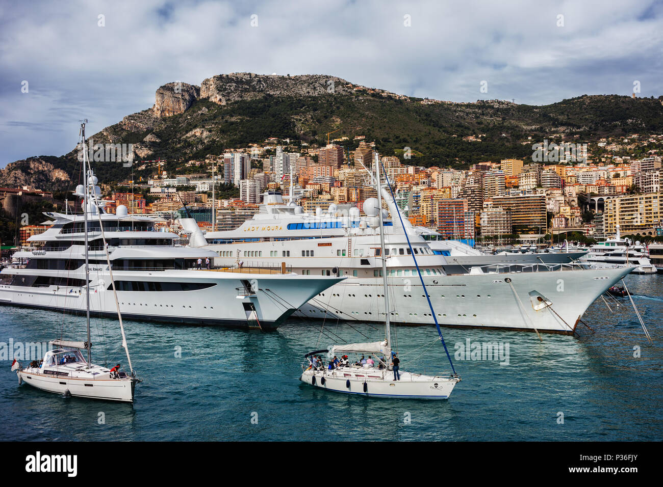 Principality of Monaco, luxury yachts and sailing boats at Port of ...