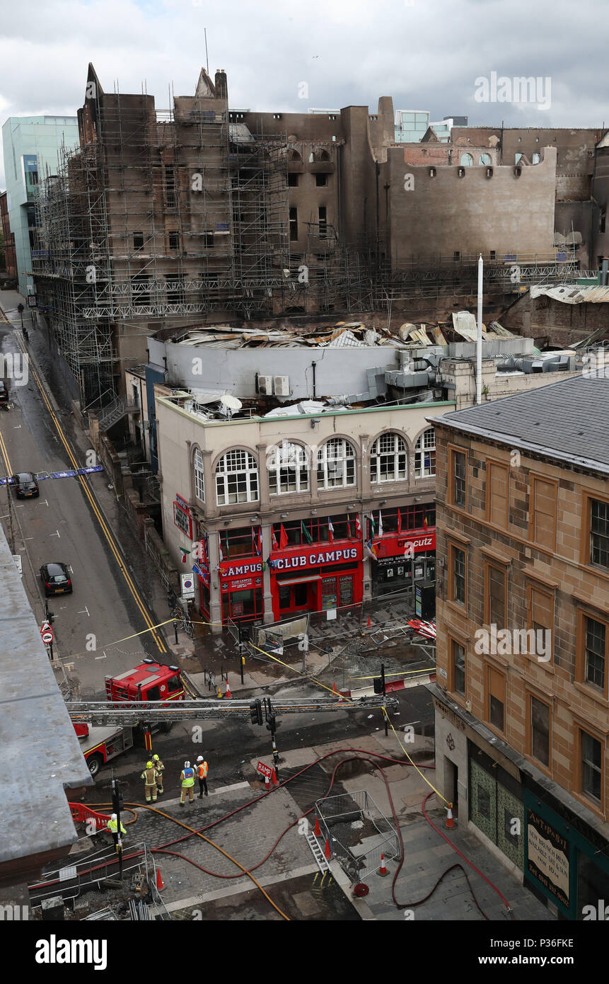 Exterior view of fire damage at the Glasgow School of Art (GSA) in the ...