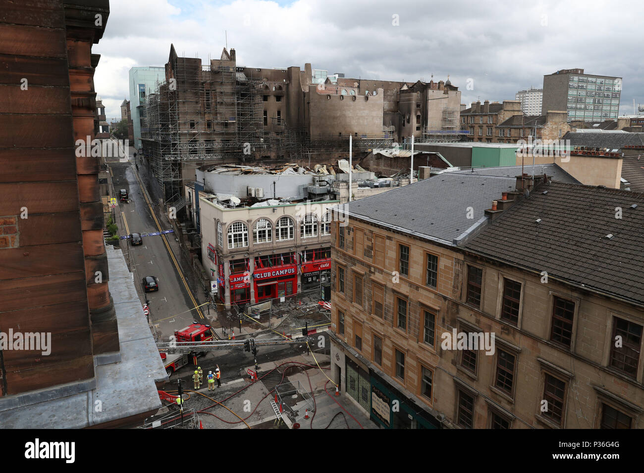 Exterior view of the fire damage at the Glasgow School of Art (GSA) in ...