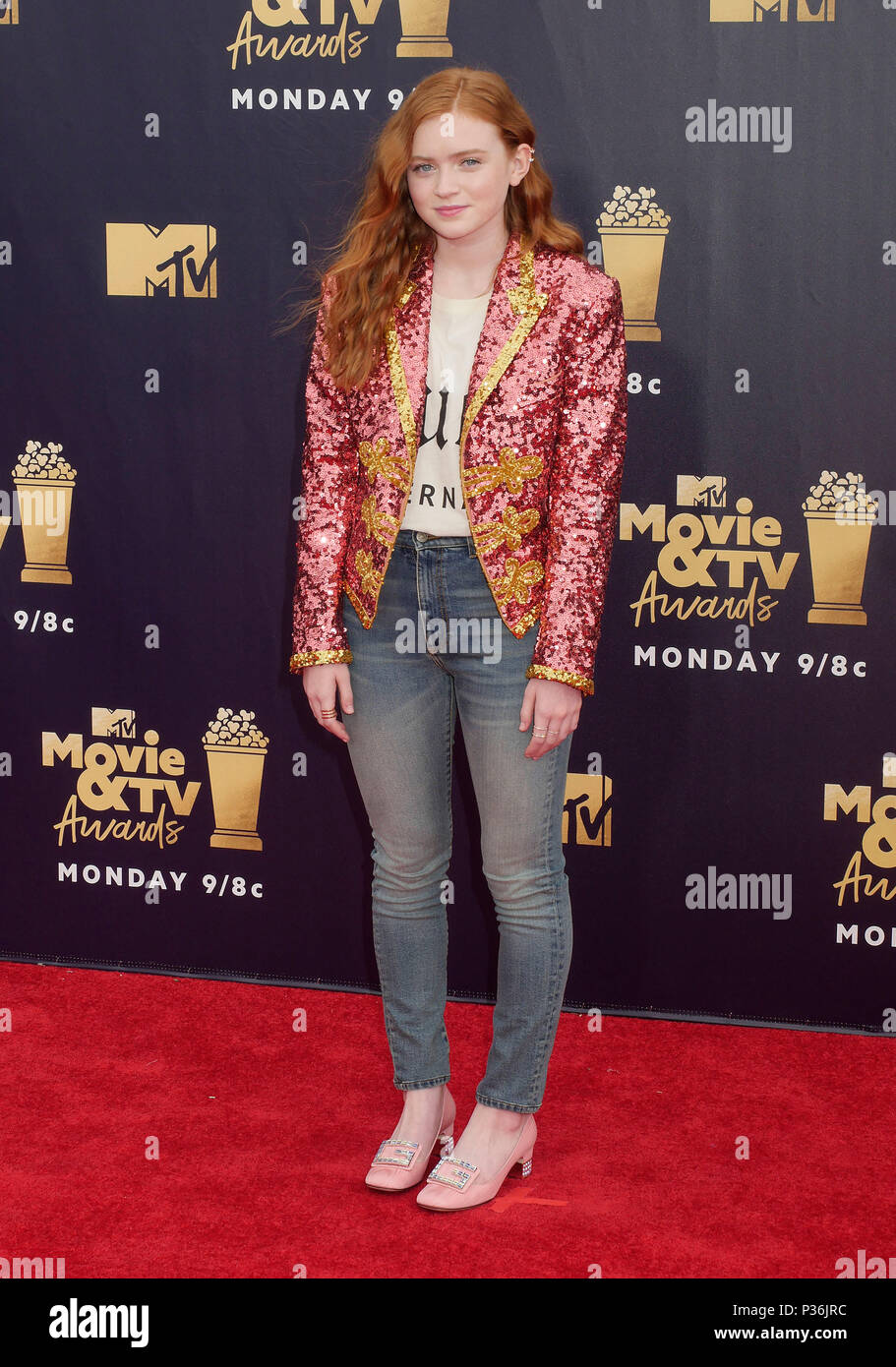 Sadie Sink attending the 2018 MTV Movie and TV Awards held at the ...