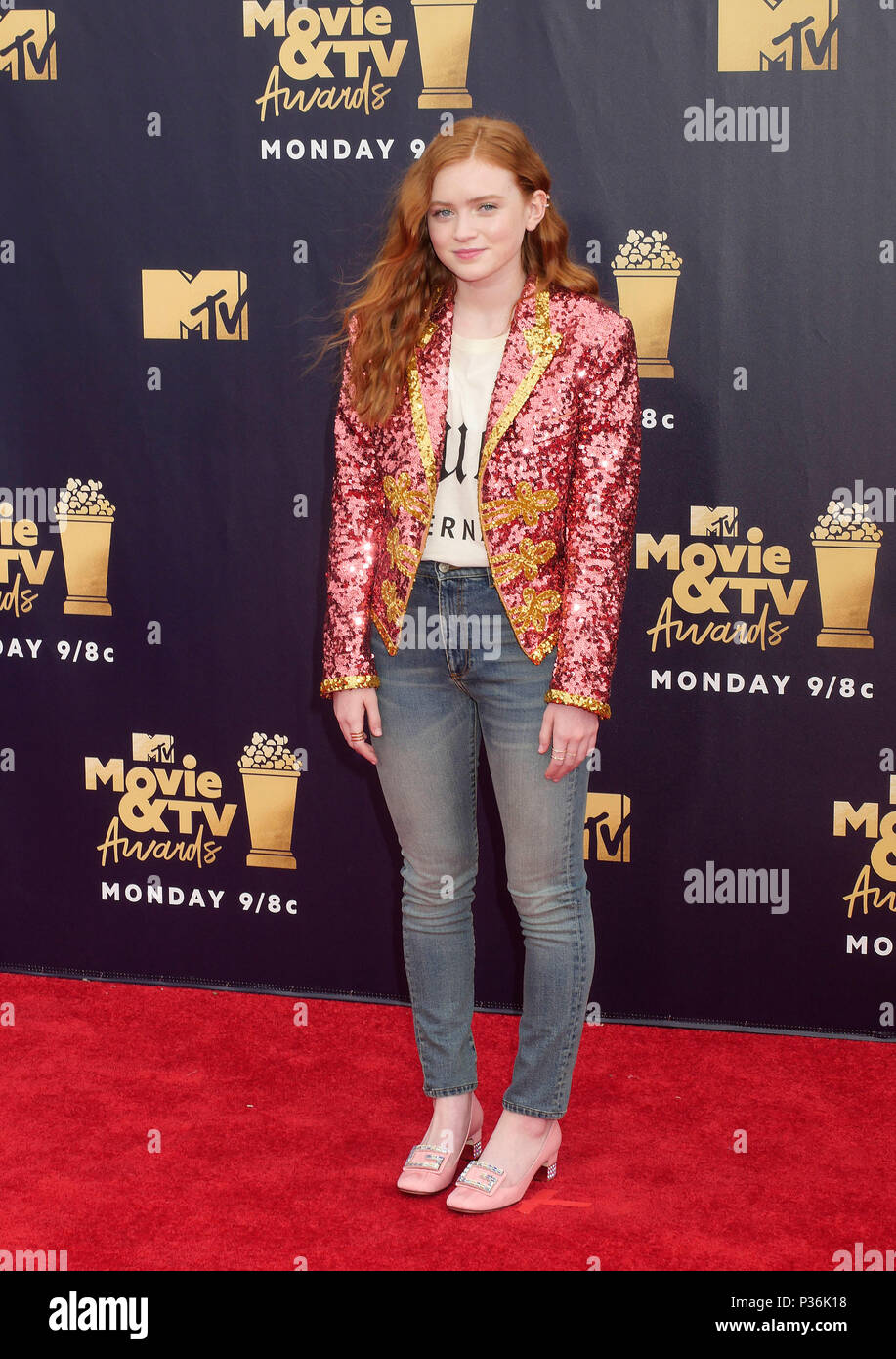 Sadie Sink attending the 2018 MTV Movie and TV Awards held at the ...