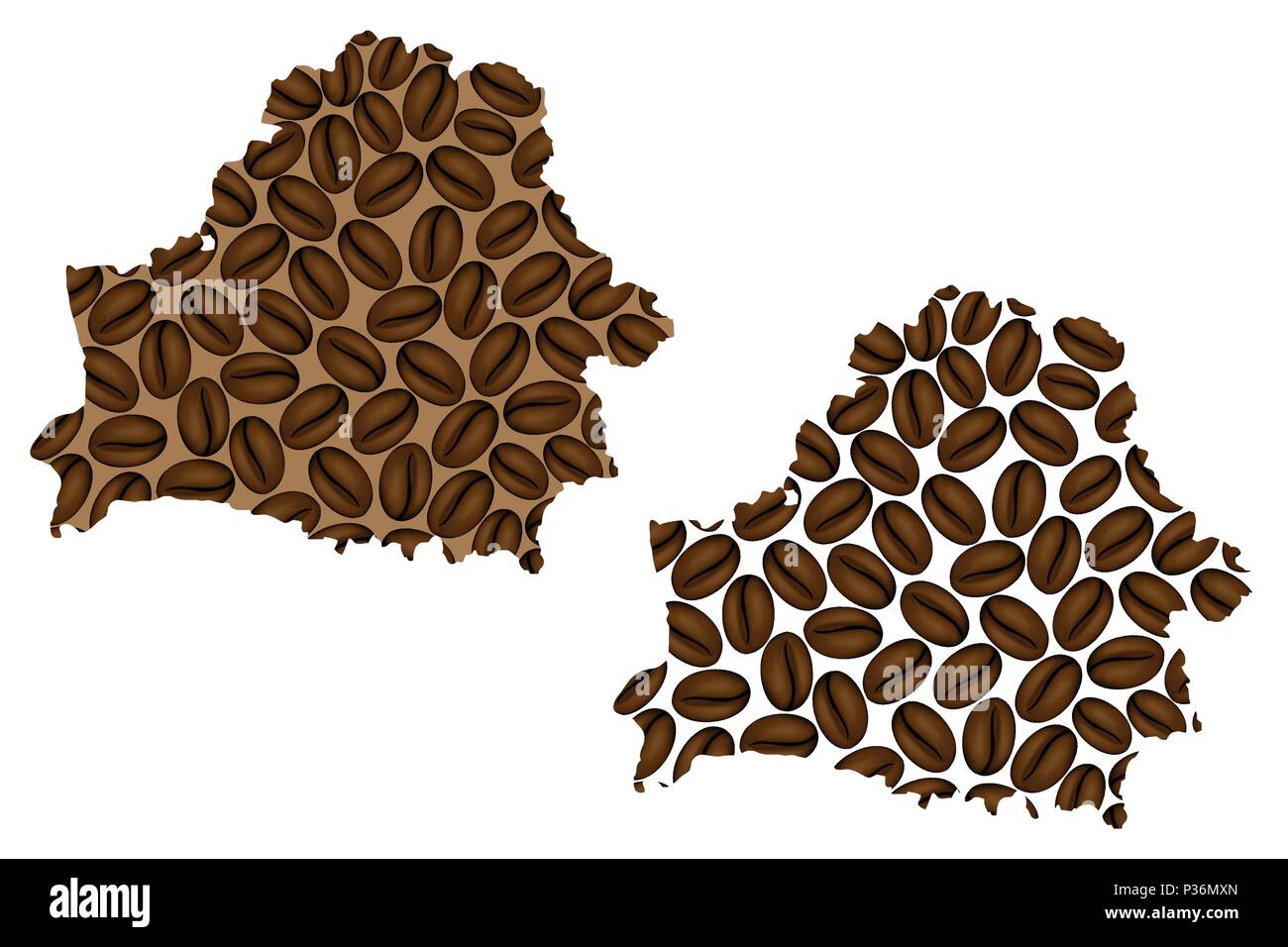 Belarus - map of coffee bean, Republic of Belarus (Byelorussia or ...