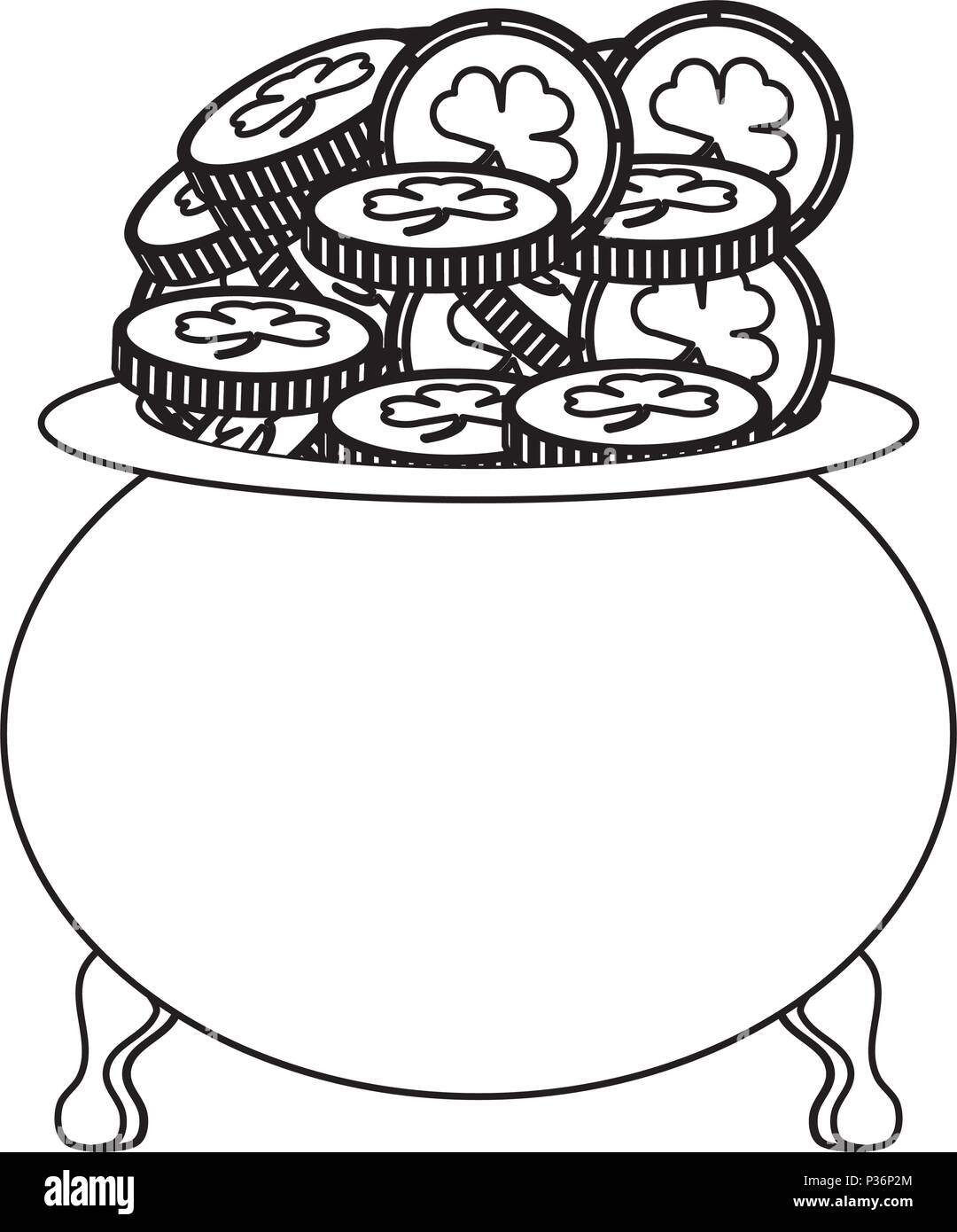 pot of gold with coins over white background, vector illustration Stock ...