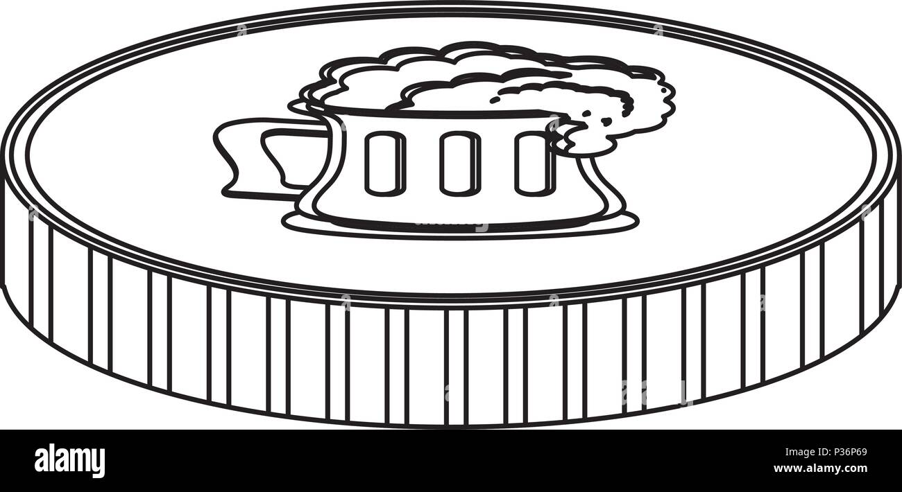 coin with beer mug icon over white background, vector illustration ...