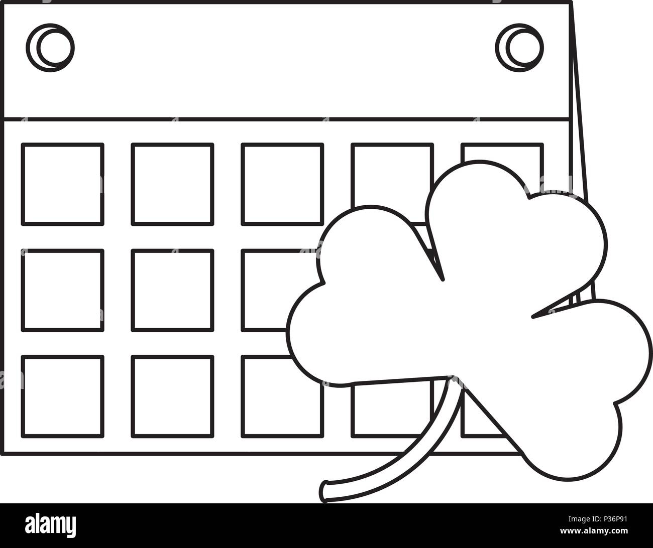 calendar with clover icon over white background, vector illustration ...