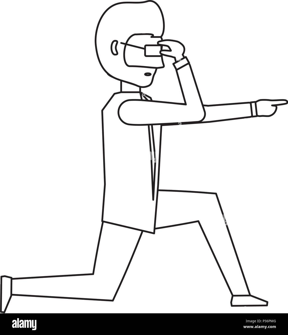 cartoon businessman pointing forward over white background, vector ...