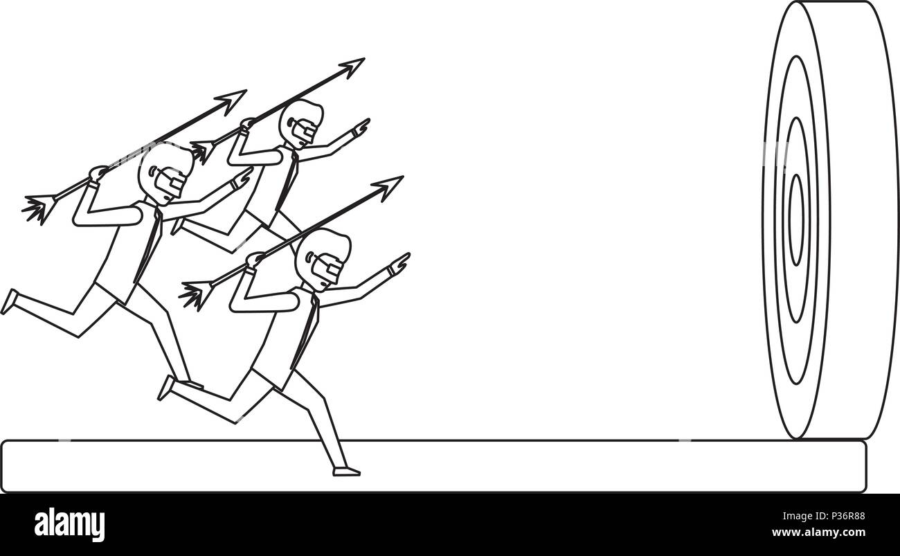 businessman shooting arrows to the target over white background, vector ...