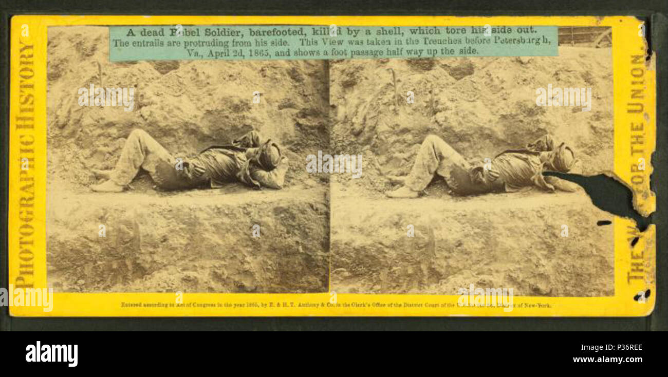 . A dead Rebel soldier, barefooted, killed by a shell.... Alternate ...