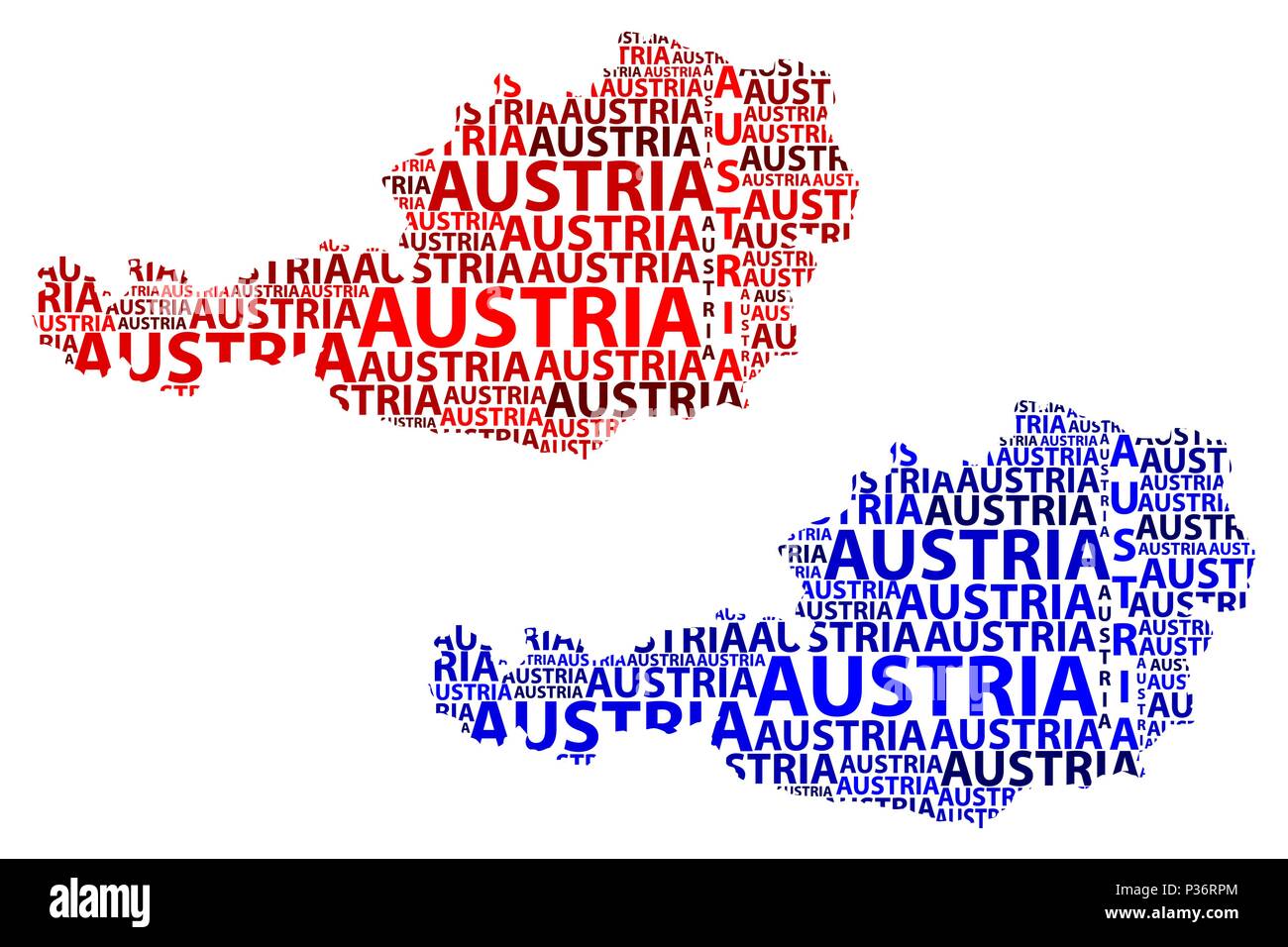Sketch Austria letter text map, Albania - in the shape of the continent ...