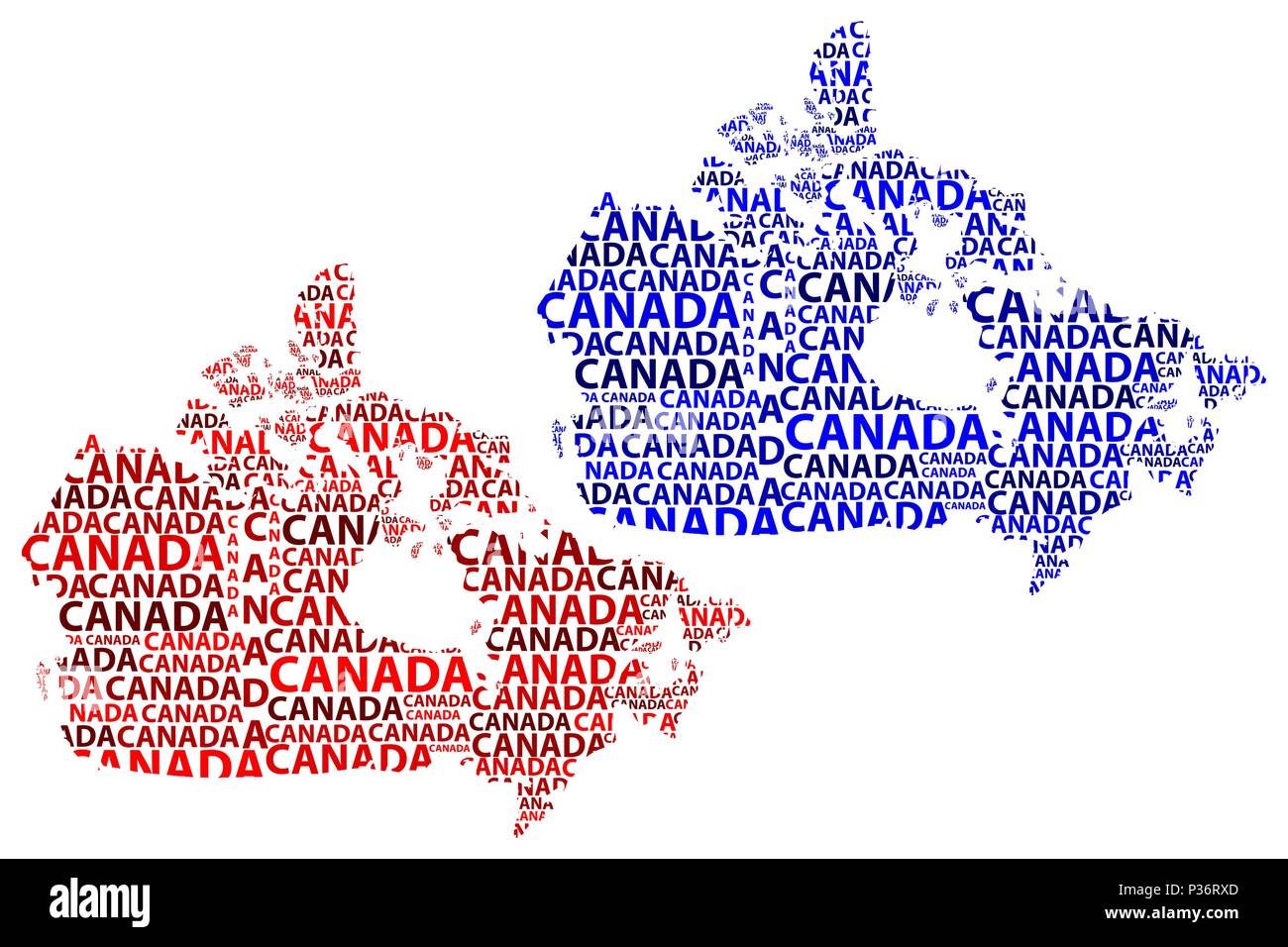 Sketch Canada letter text map, Canada - in the shape of the continent ...