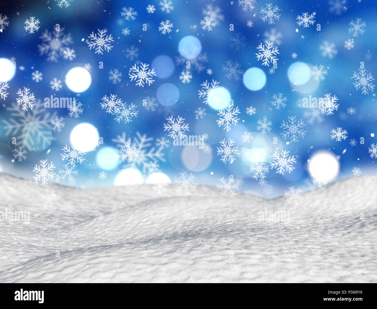 Christmas background with bokeh lights effect and snow Stock Photo - Alamy