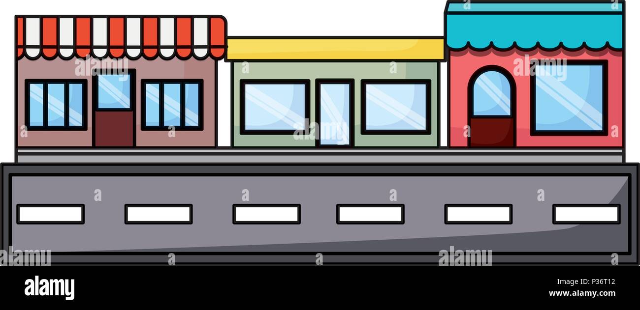 street with stores over white background, vector illustration Stock ...